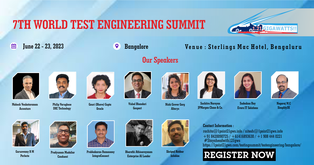 I am speaking at ‘The World Test Engineering Summit’, Bangalore ...